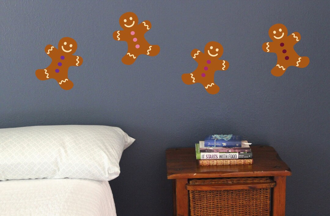 Gingerbread Man Cookies, Wall Decals, Set of 10, Christmas Decoration ...