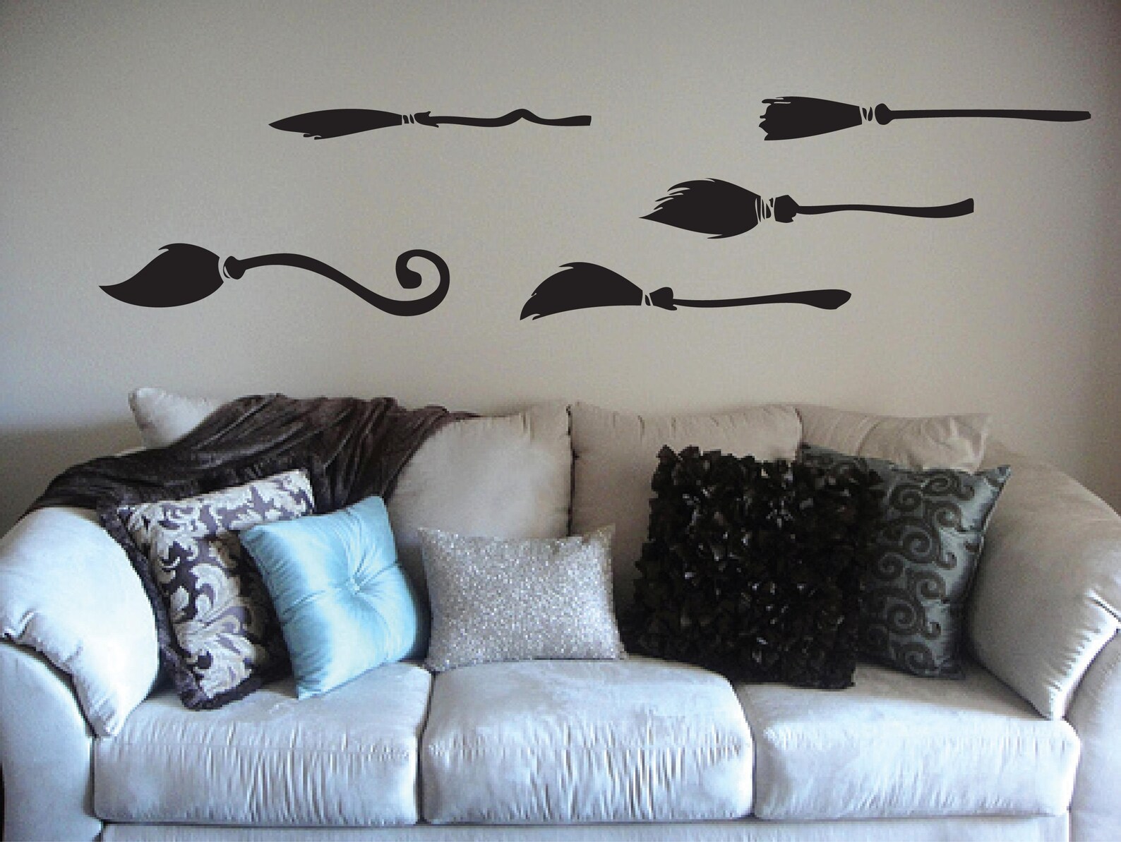 Witch Brooms Wall Decals, Set of 5, House Bedroom Bathroom Stickers ...