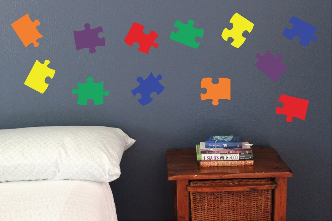 Puzzle Piece Wall Decals Set of 12 Jigsaw Puzzles Colorful Fun Kids Toy ...