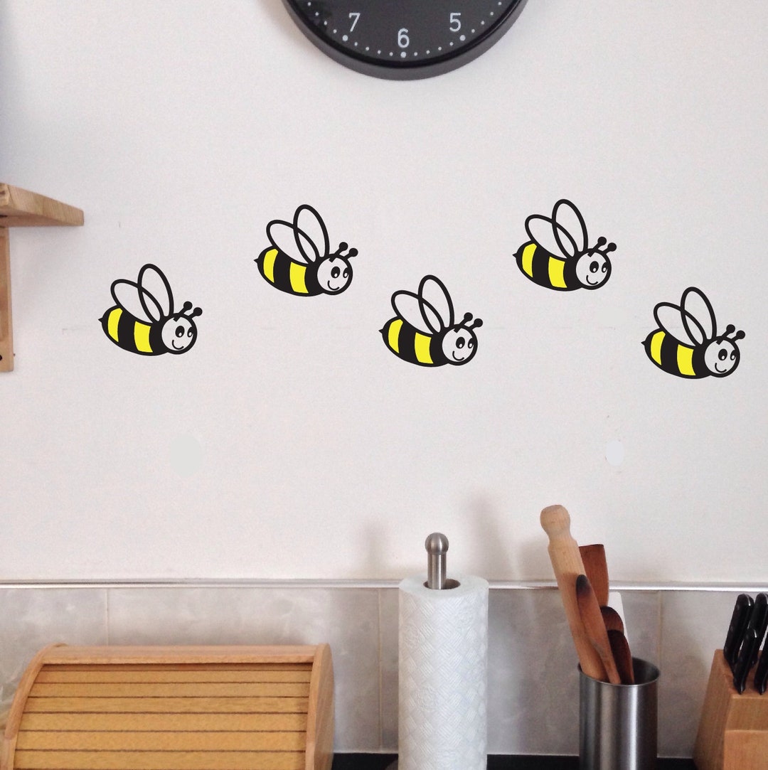 Bee Wall Decals, Set of 10, Summer Kitchen Bedroom Playroom Stickers ...