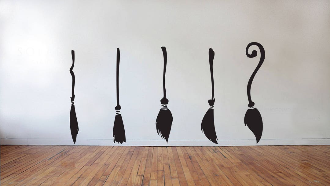 Witch Brooms Wall Decals, Set of 10, House Bedroom Bathroom Stickers ...
