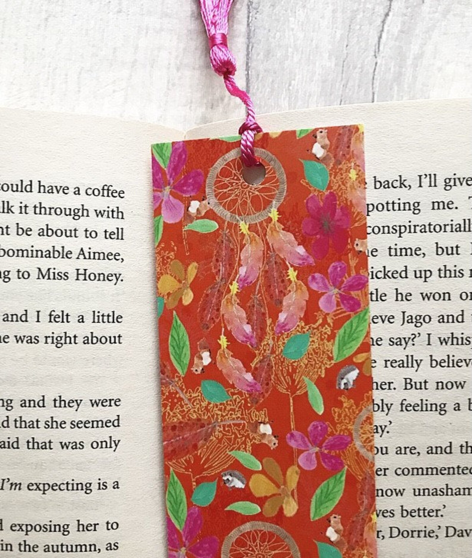 Dream Catcher Dreaming Bookmark With Pink Tassel Dream - Etsy