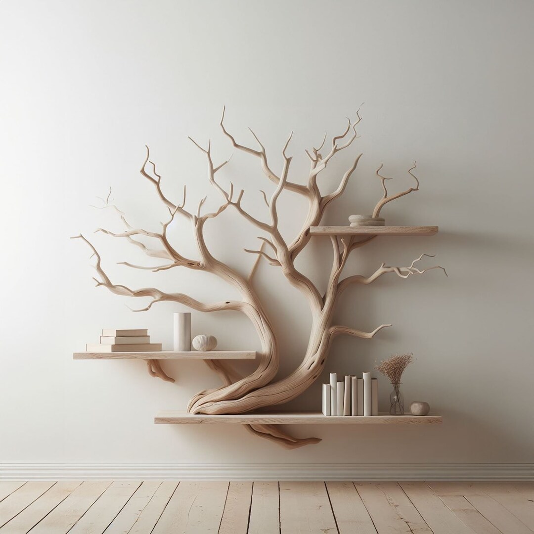 Tree Branch Floating Corner Shelf Live Edge Shelves Rustic Wall Mounted ...