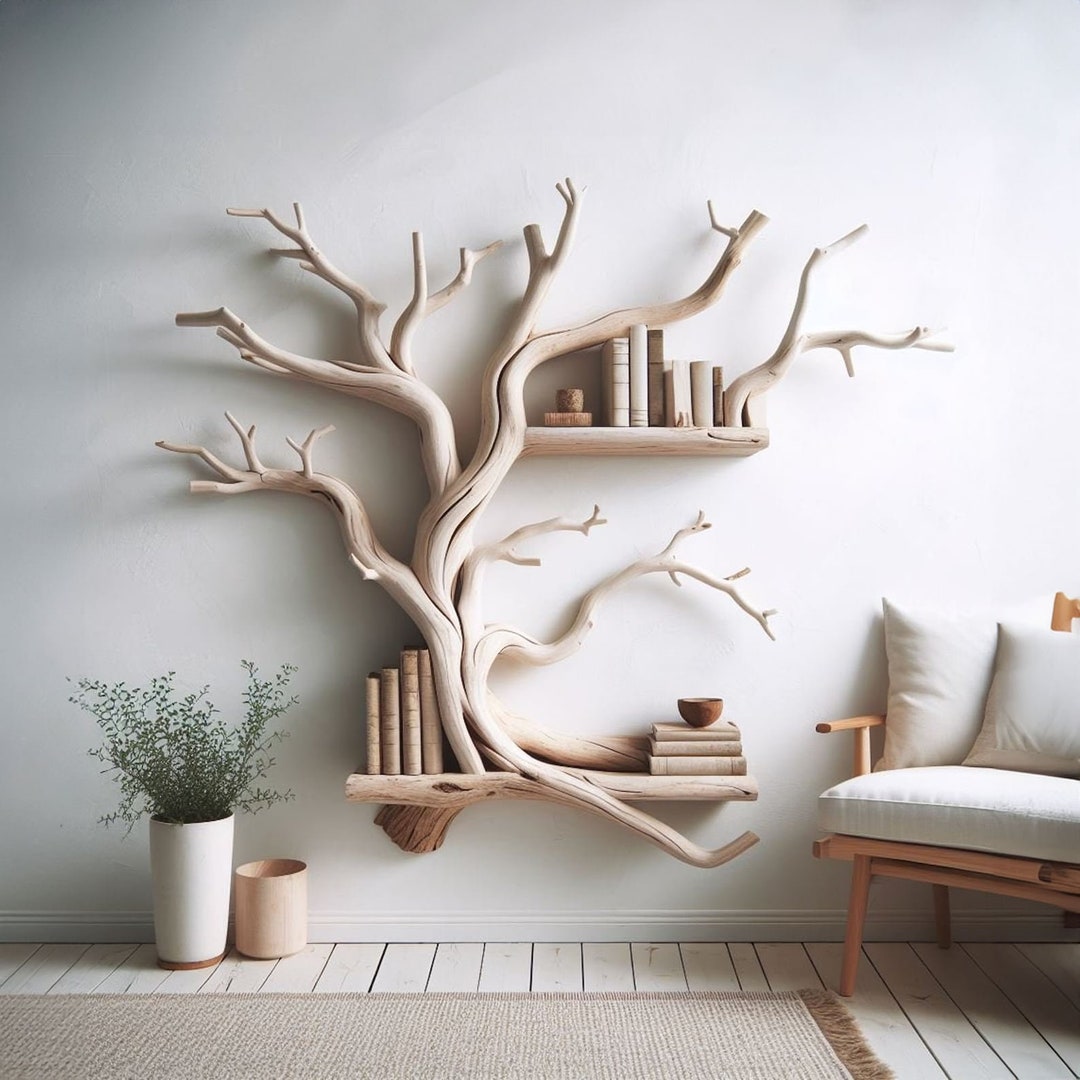 Tree Branch Floating Corner Shelf Live Edge Shelves Rustic Wall Mounted ...