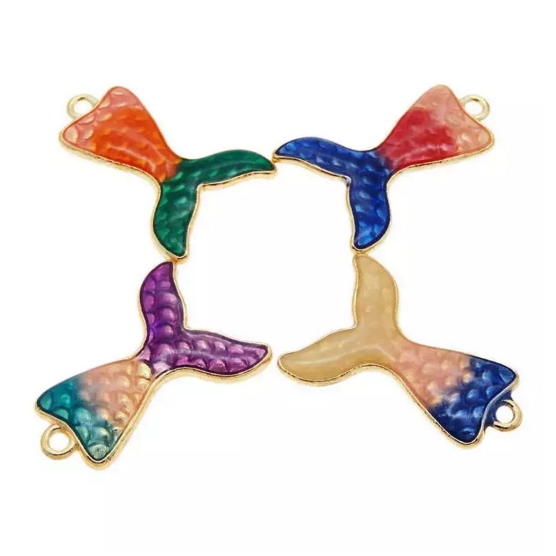 Mermaid Fin Assorted Colors Jewelry Bracelet Necklace Charms | Etsy