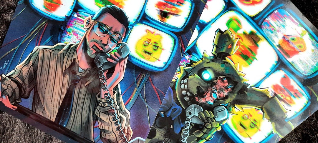 Steve Raglan Double Sided Print, FNAF Art Prints, Video Game Art Prints ...