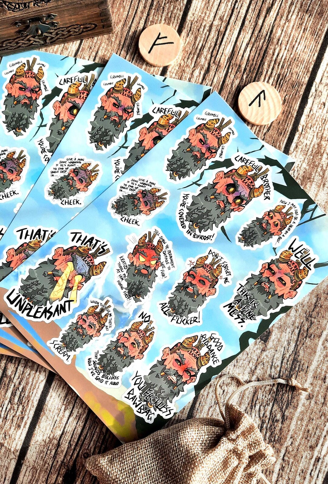 Mimir Sticker Sheets, Norse Mythology Stickers, GOW Sticker Sheet ...