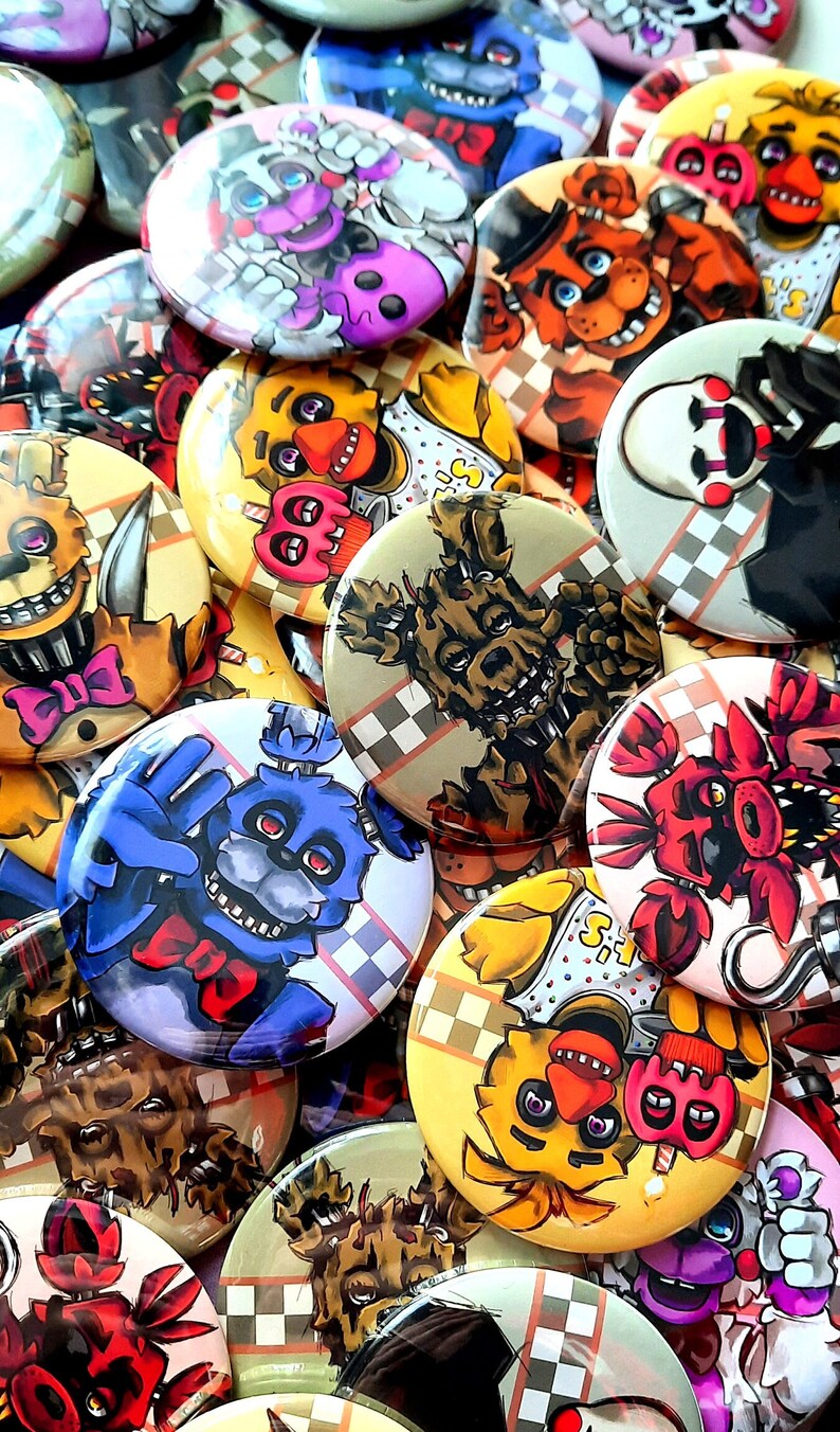 FNAF Button Badges, Horror Game Badges, Cute Video Game Gifts, Video ...