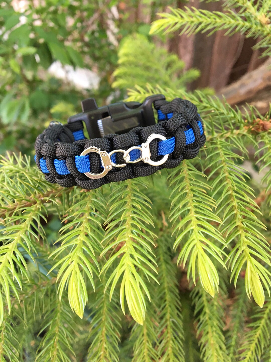 Thin Blue Line/police Handcuff Bracelet - Etsy