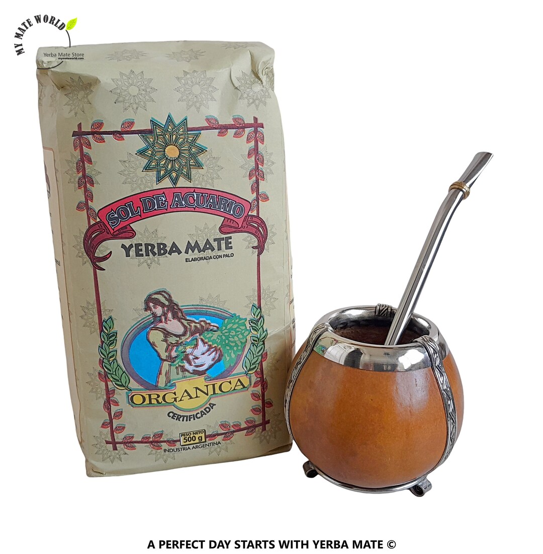 Organic Certified Yerba Mate Bag Natural Alpaca Silver Mate Gourd ...