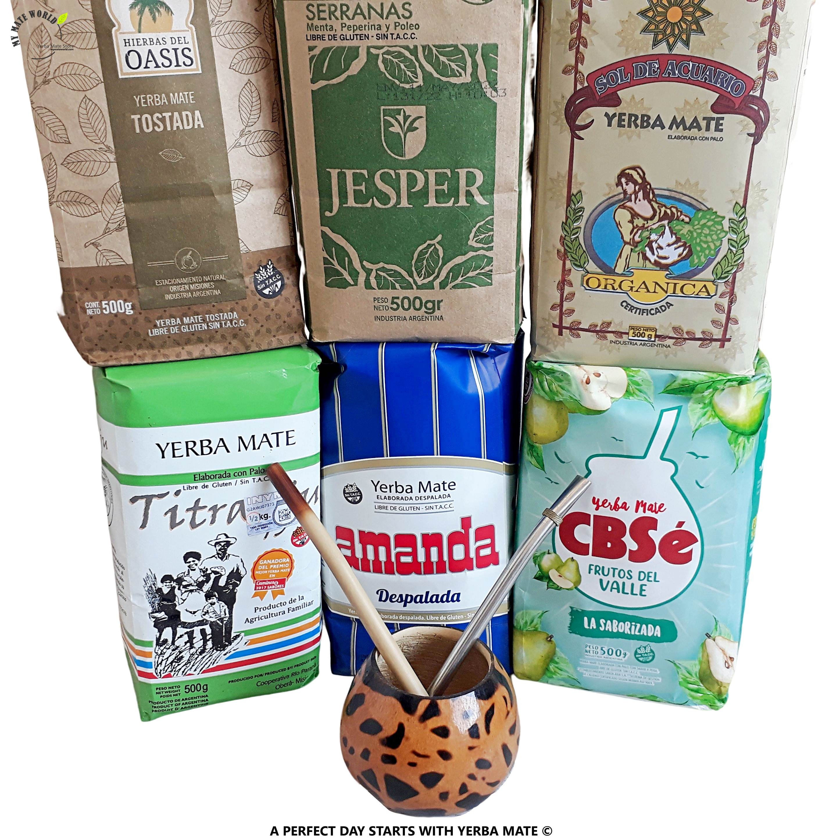 6 Yerba Mate Bags (ALL TYPES) Sample Kit - Gourd, Bombilla & Spoon - Etsy