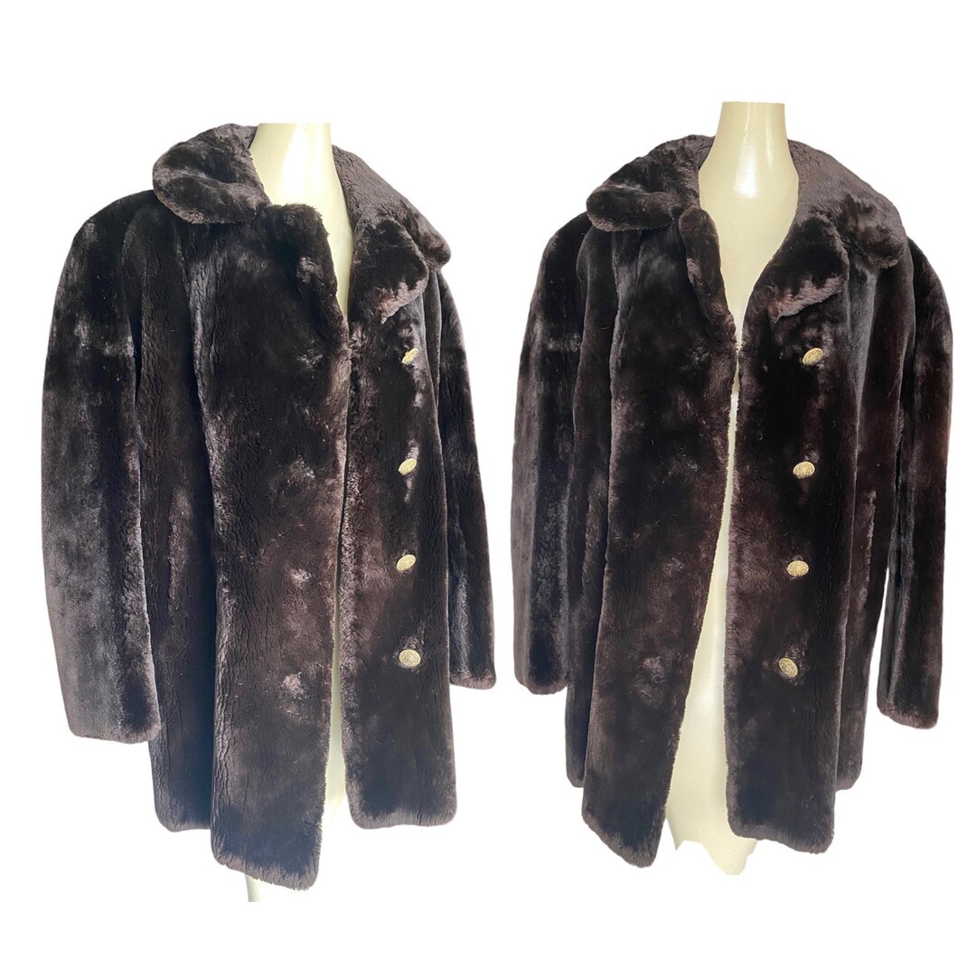 Vintage Brown Fur Coat Womens Large by Frost Brothers Bros Dark Almost ...