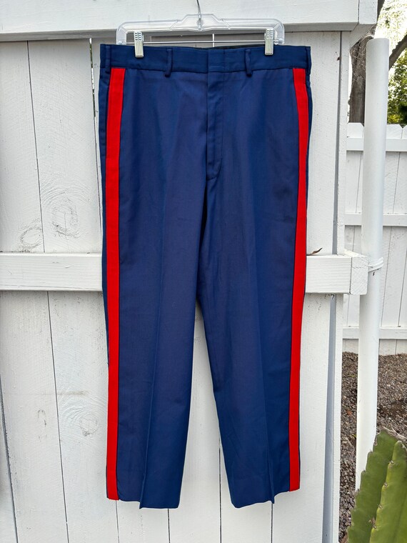 Vintage Official Navy Blue and side red stripe pants … - Gem