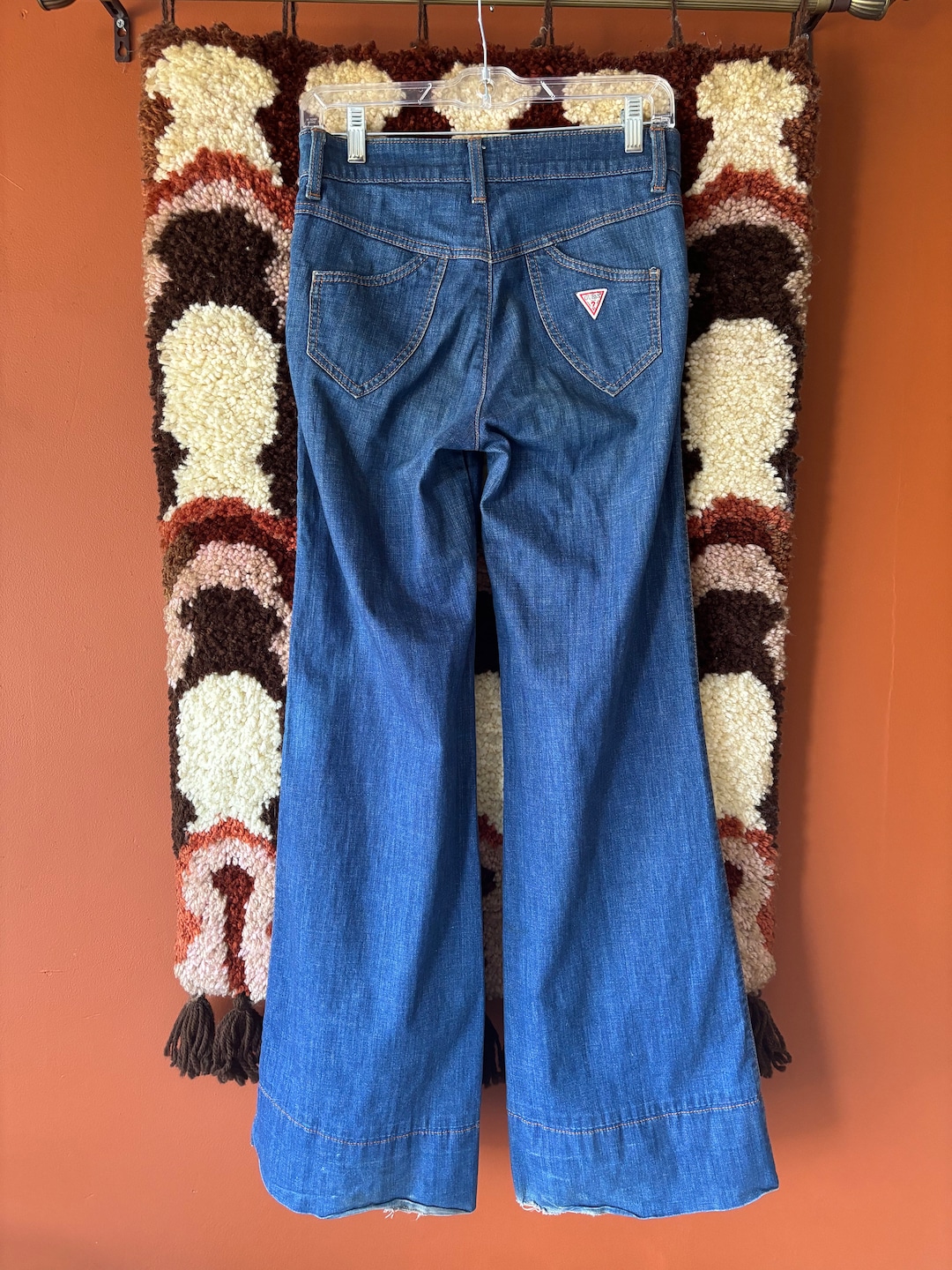 Vintage Guess Jeans Back Triangle Patch Classic Indigo Flared Leg ...