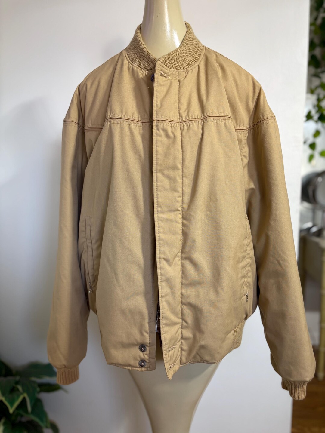 70s Derby of San Francisco Jacket Mens 42 Beige Brown Detail Trim ...