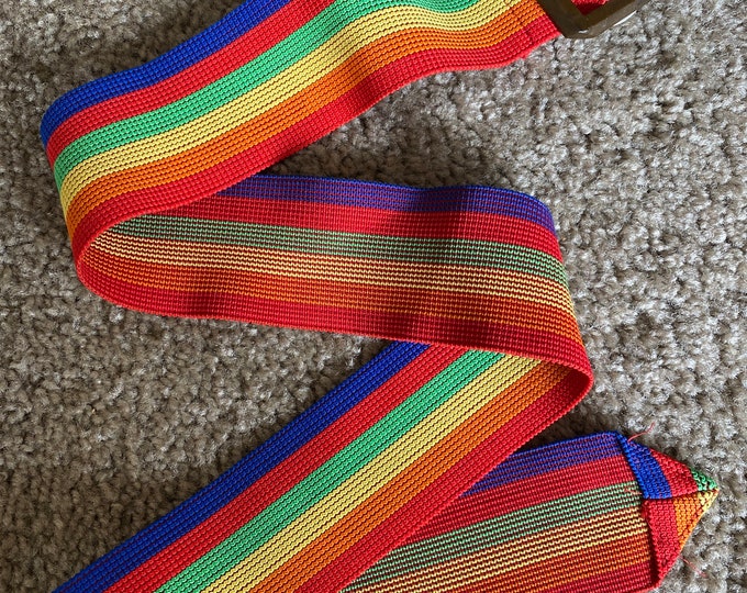 Vintage Elastic Rainbow Belt Pointed End Womens Mens Stretchy Waist ...
