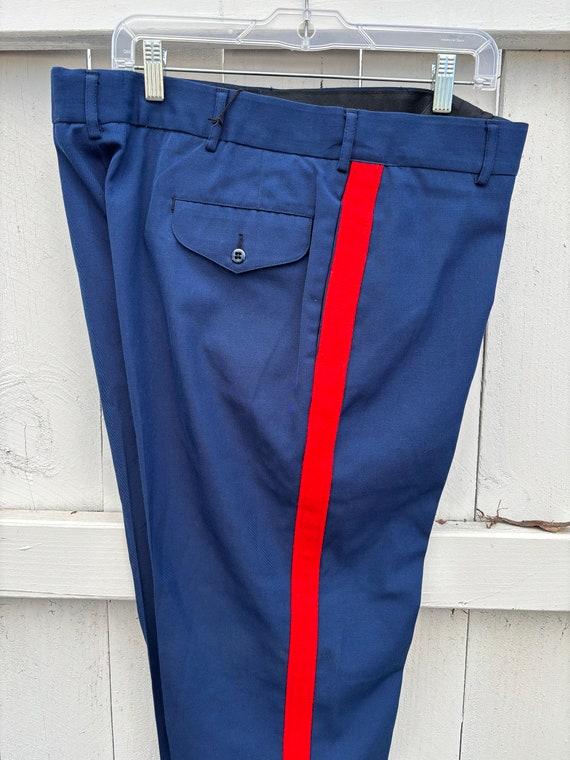 Vintage Official Navy Blue and side red stripe pants … - Gem