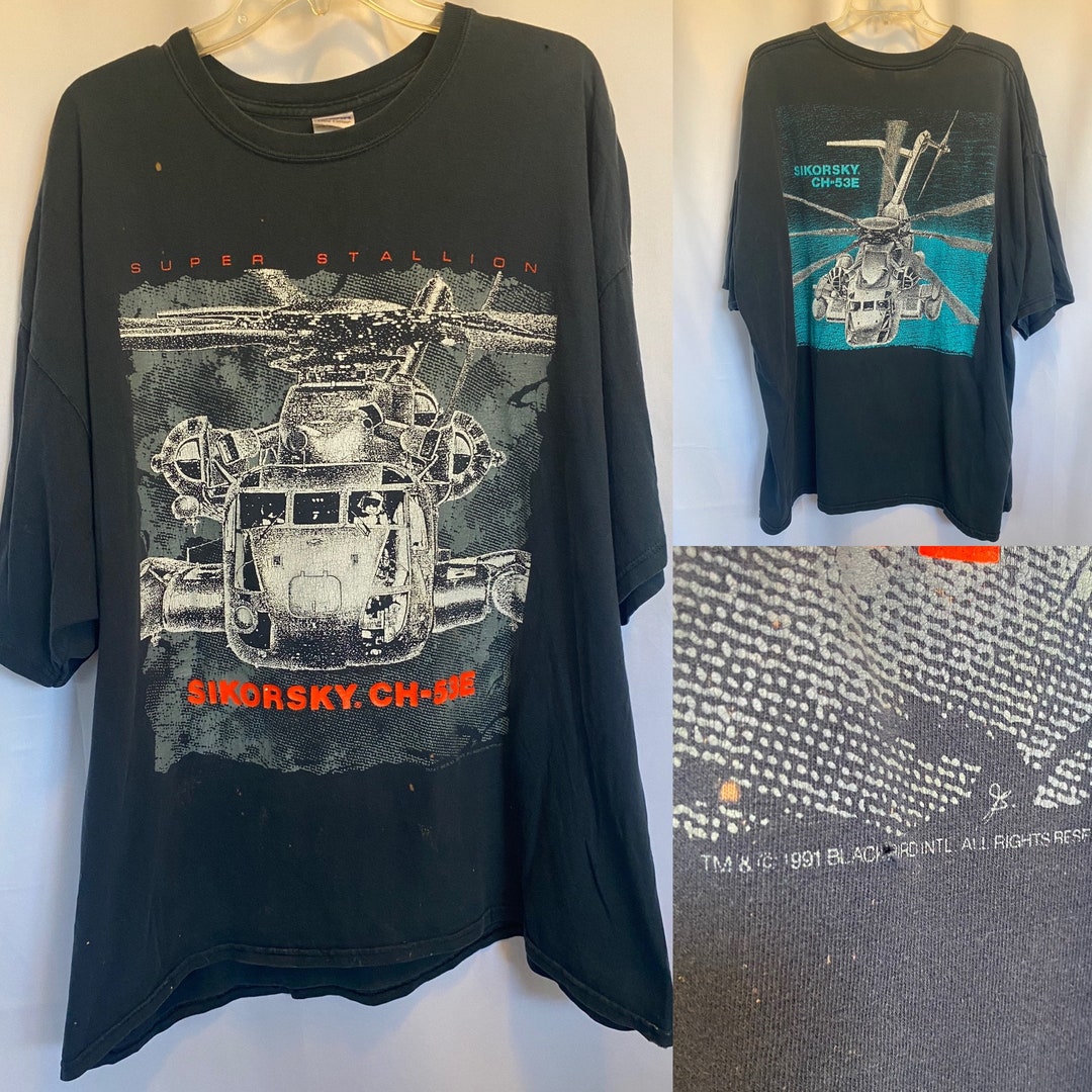 Vintage 1991 Blackbird Shirt 90’s Super Stallion Tee Sikorsky CH-53E ...