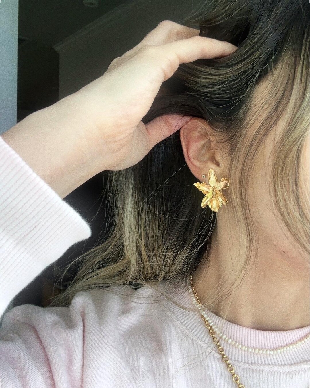 Small Orchid Earrings Small Flower Stud Earrings Orchids Earrings Gold ...