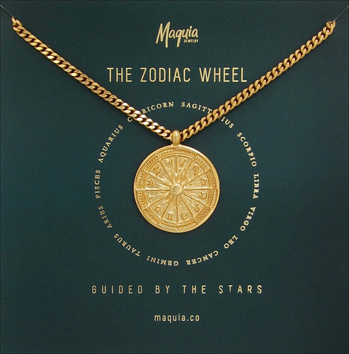 Zodiac Wheel Coin Necklace, Zodiac Sign Necklace, Astrology Jewelry ...