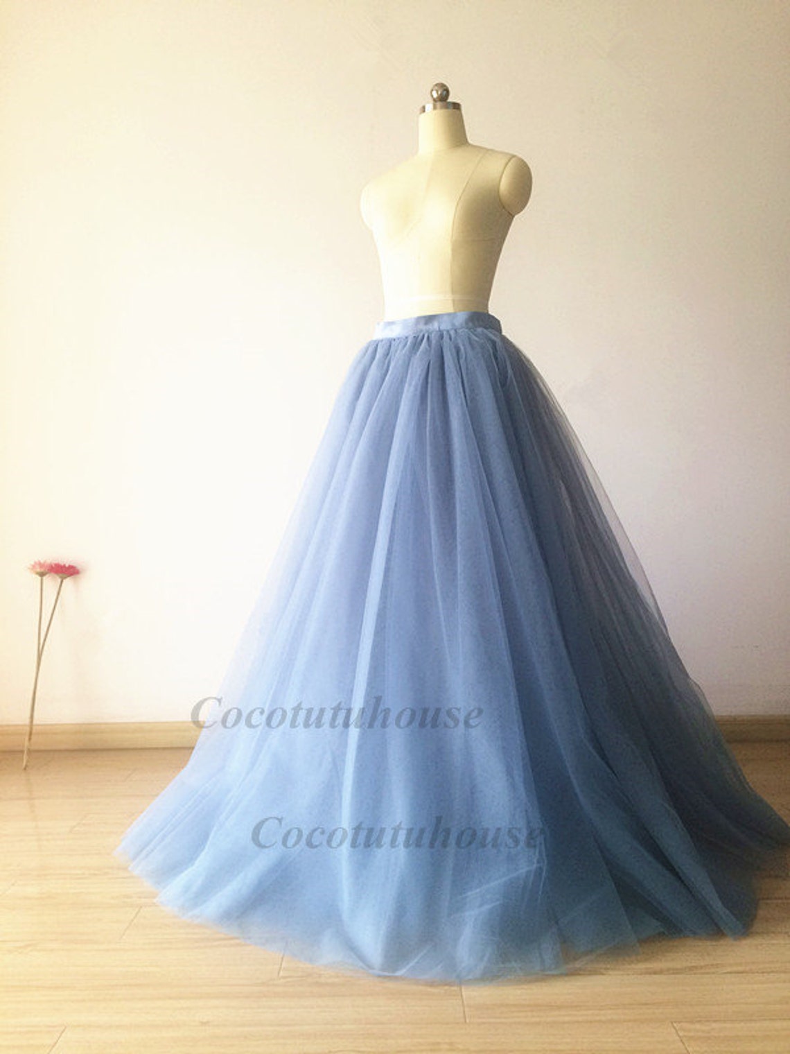 Dusty Blue Tulle Skirt/floor Length Tulle/adult Women Tulle - Etsy