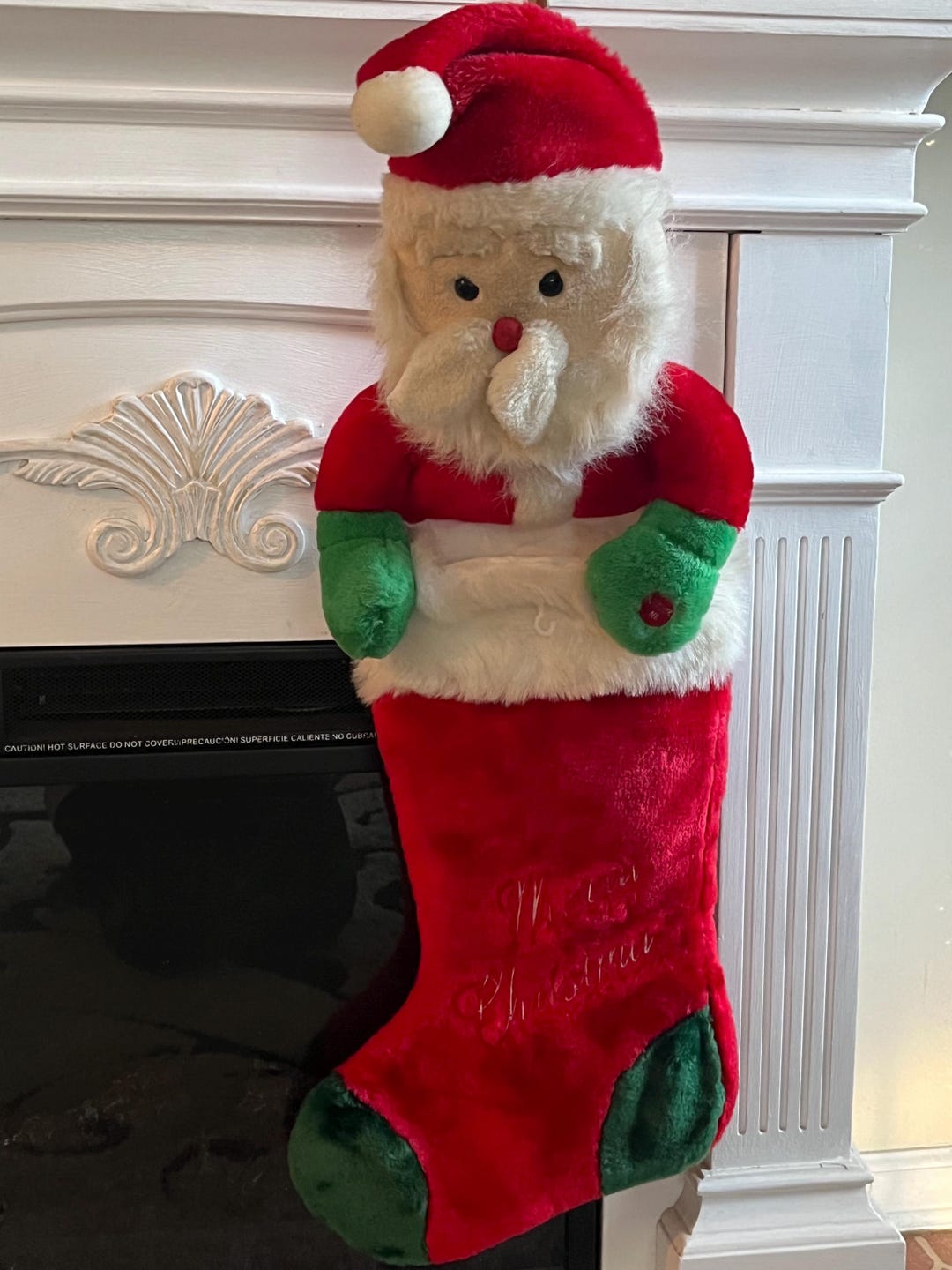Vintage Santa Christmas Stocking Plush 3D Face Red Large 30” - Etsy