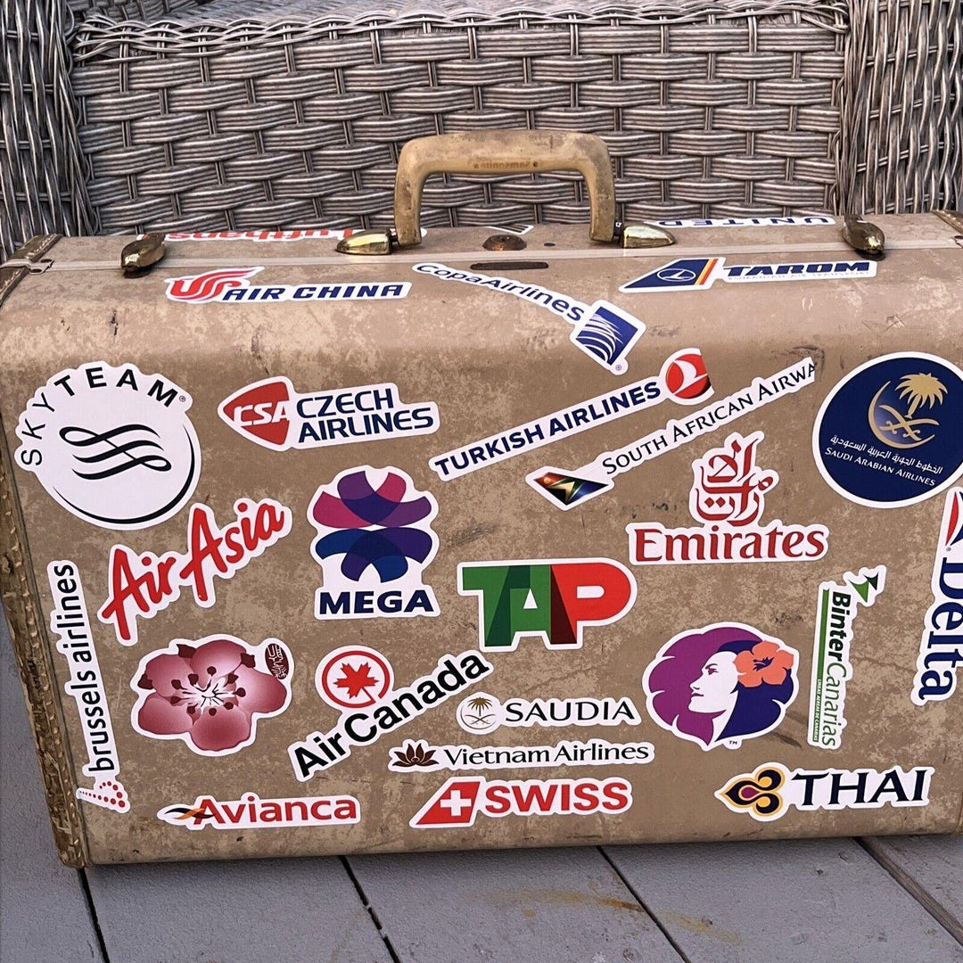 1950s Vintage Samsonite Suitcase With Vtg. Inspired Airline Stickers - Etsy