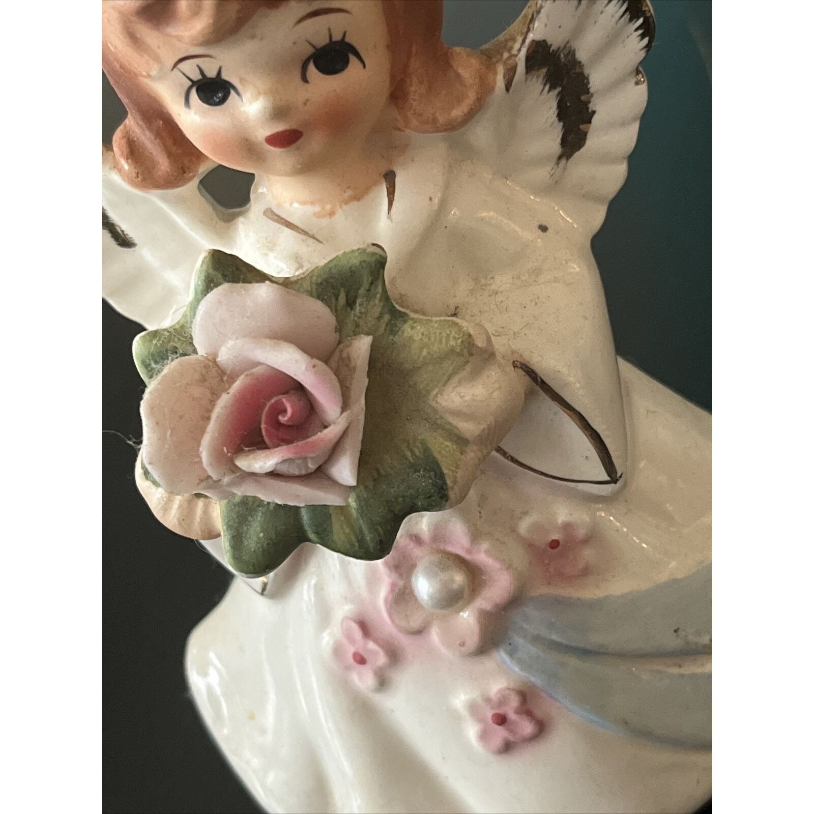 Vintage Lefton Birthday Angel Figurine June Pearl Rose 6224 - Etsy
