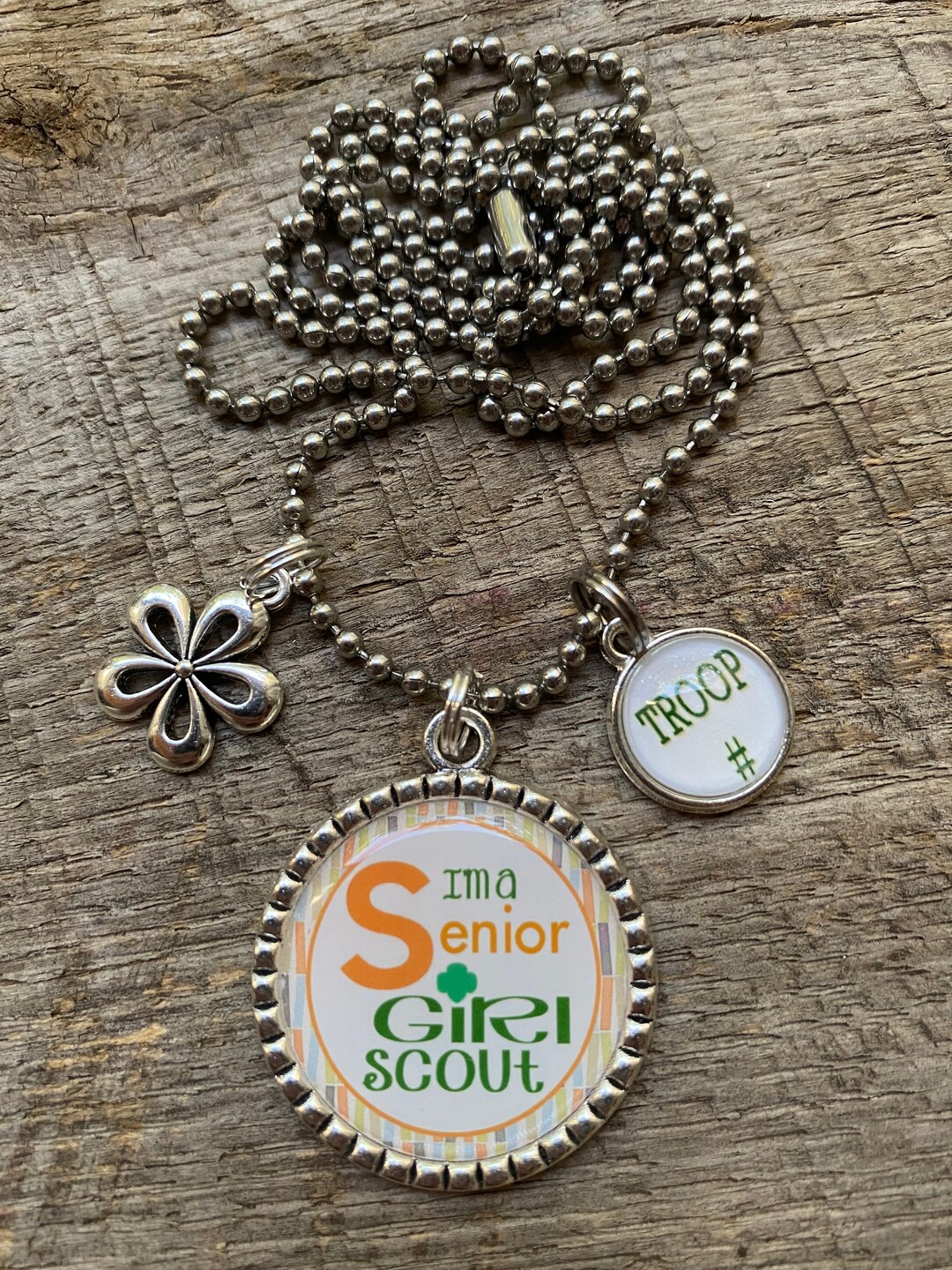 I'm A SENIOR Girl Scout Troop Pack Bridging Custom Antique Silver Flat ...