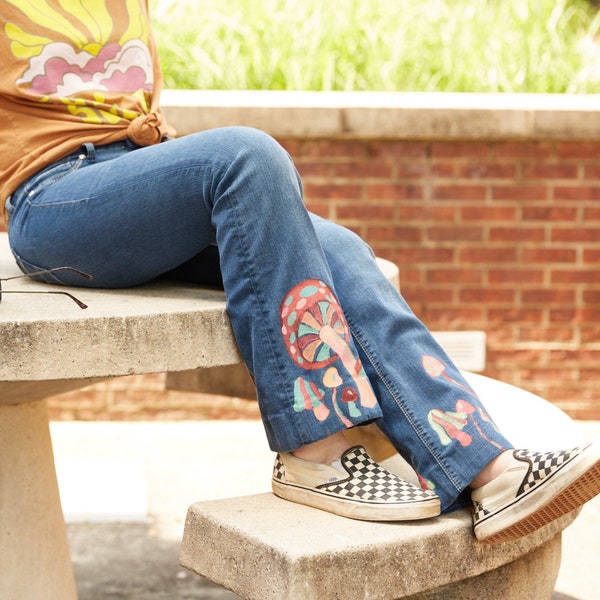 Hand Painted Jeans - Etsy