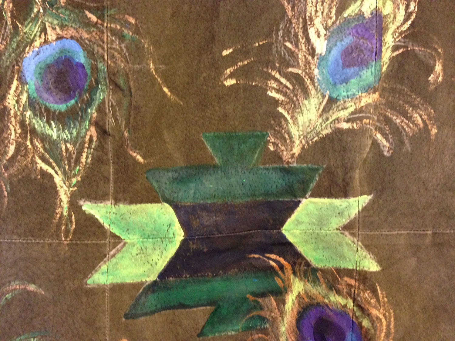 Hand Painted/ Peacock Feather/ Aztec/ Native Indian Design/ Womens ...