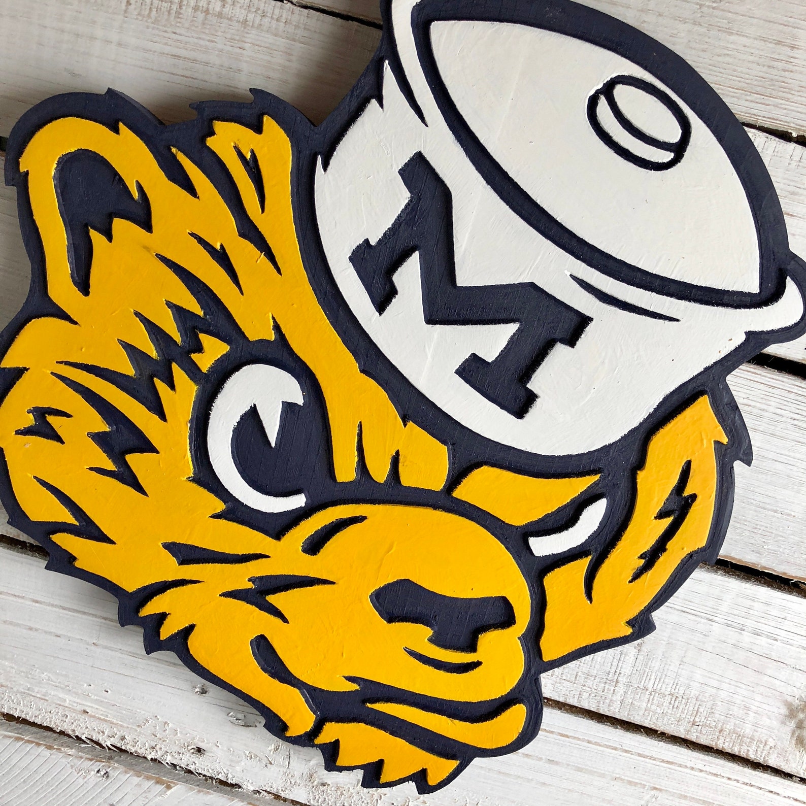 Vintage Michigan Wolverines Logo Sign | Etsy