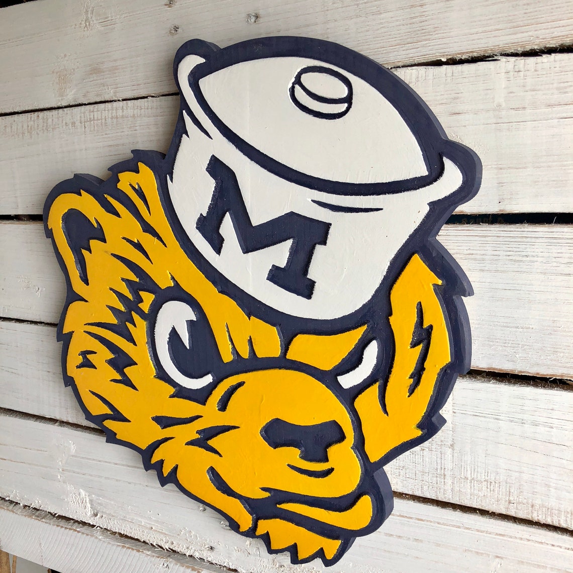Vintage Michigan Wolverines Logo Sign | Etsy