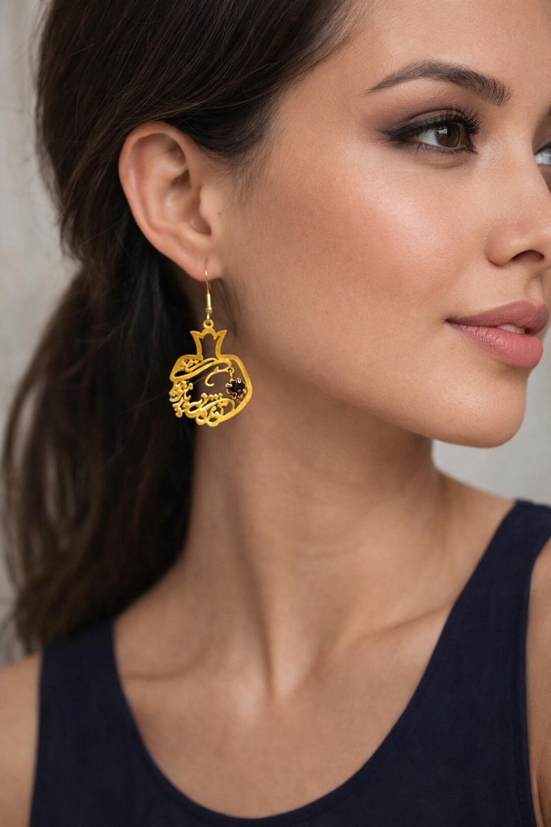 Poetic Gold Earrings: Persian Calligraphy, Gift of Love, 18k Gold ...