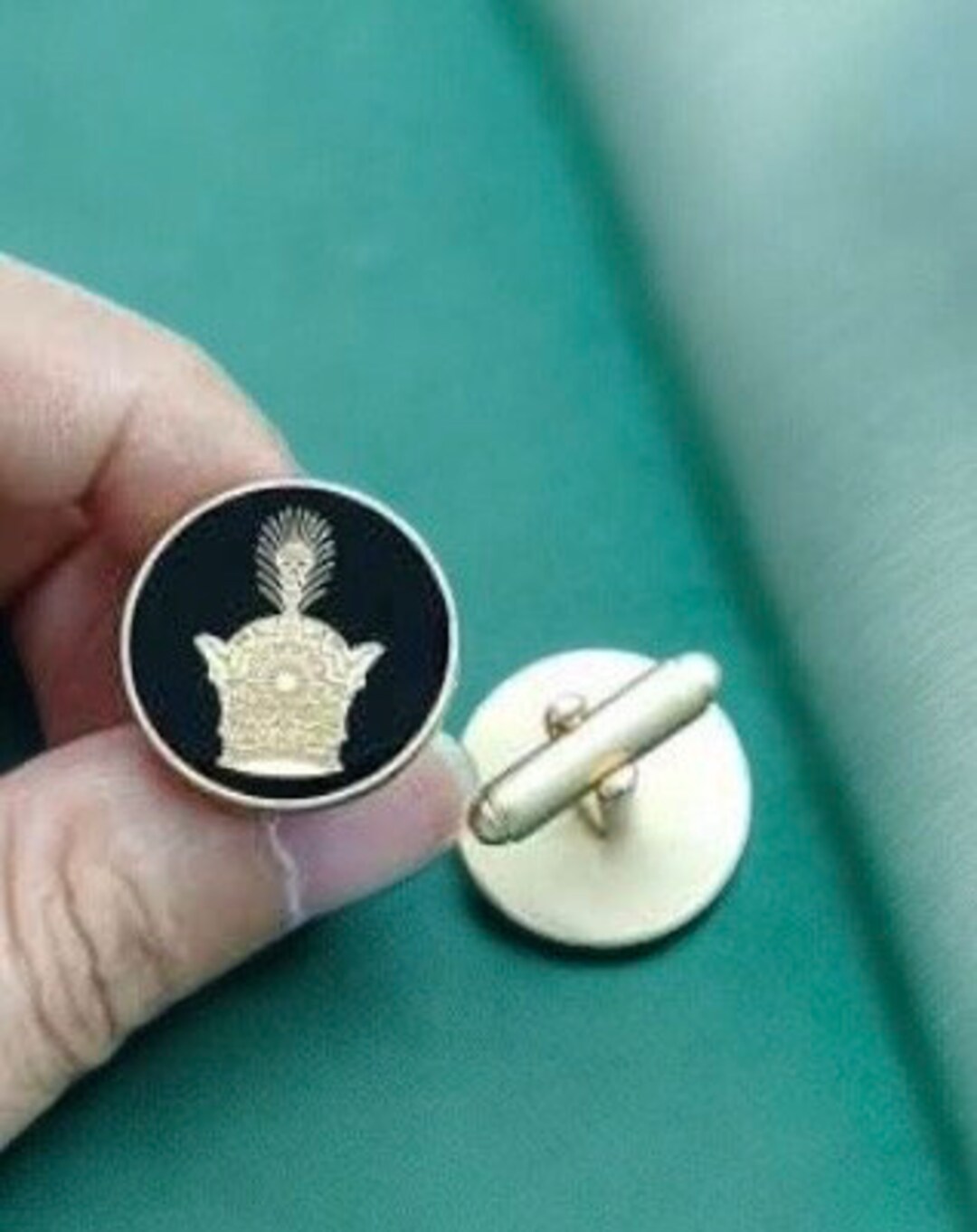 Mens-pahlavi Cufflinks Set, Persian Crown Handmade Cufflinks in Black ...