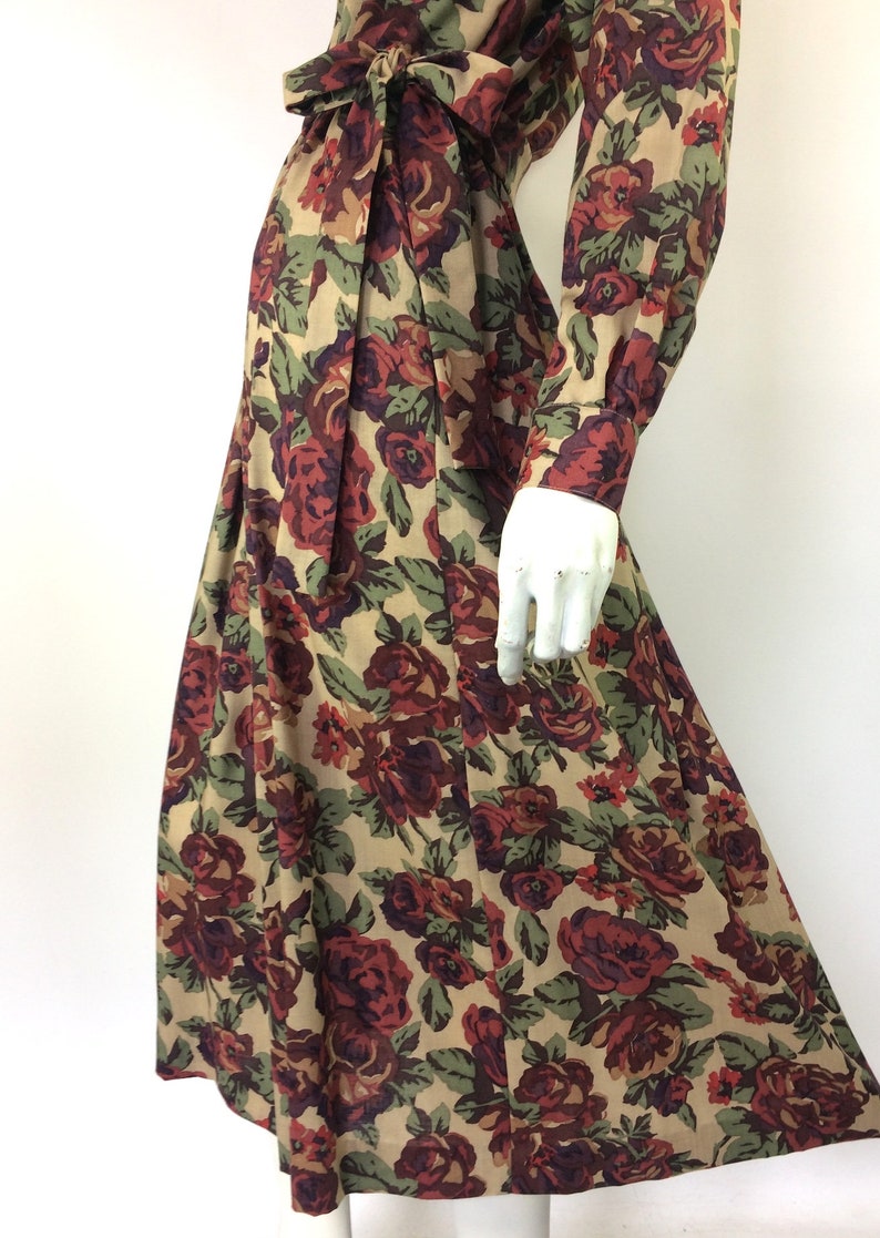 LIBERTY Vintage 80s Bold Rose Print Shirt Dress / Pockets / Belt ...