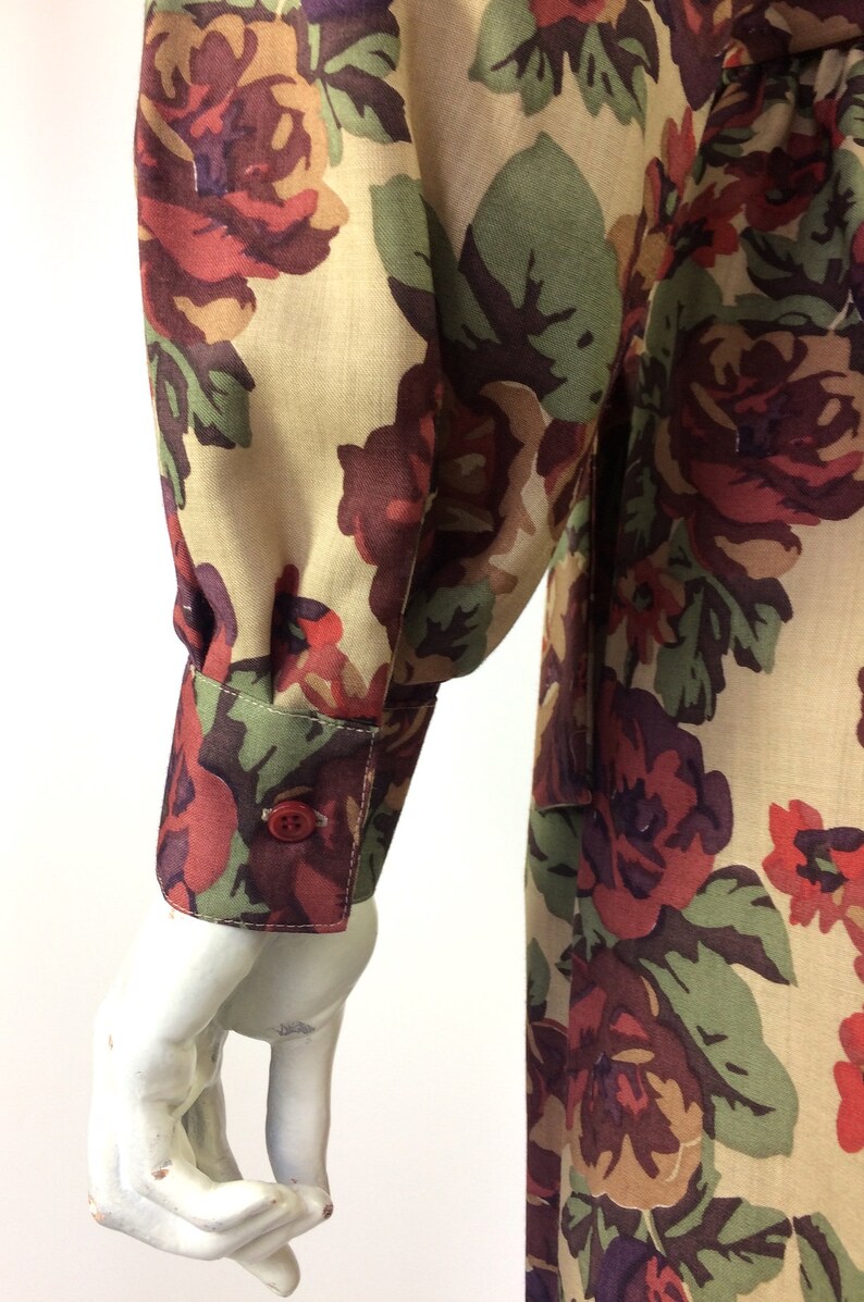 LIBERTY Vintage 80s Bold Rose Print Shirt Dress / Pockets / Belt ...