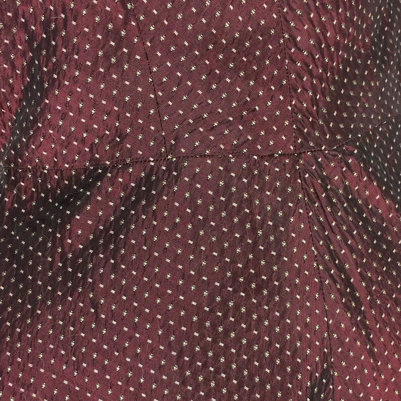 1930s Vintage Maroon Taffeta Maxi Gown / Hand Tailored and Woven Silk ...