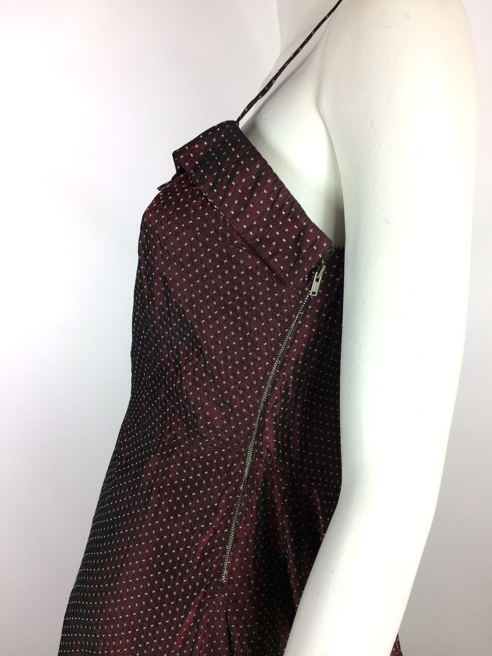 1930s Vintage Maroon Taffeta Maxi Gown / Hand Tailored and Woven Silk ...