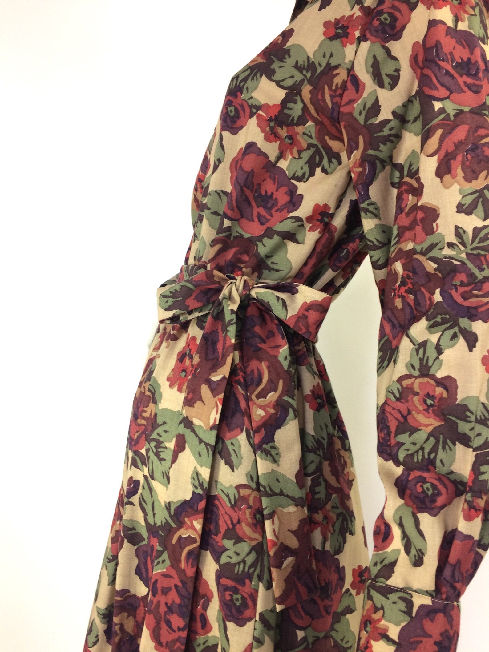 LIBERTY Vintage 80s Bold Rose Print Shirt Dress / Pockets / Belt ...