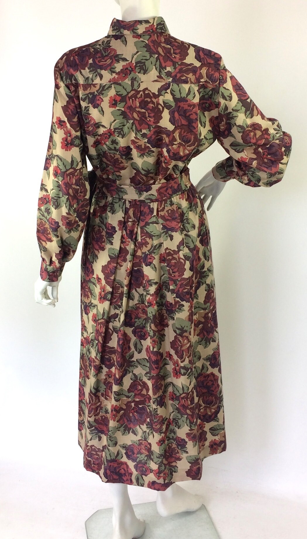 LIBERTY Vintage 80s Bold Rose Print Shirt Dress / Pockets / Belt ...
