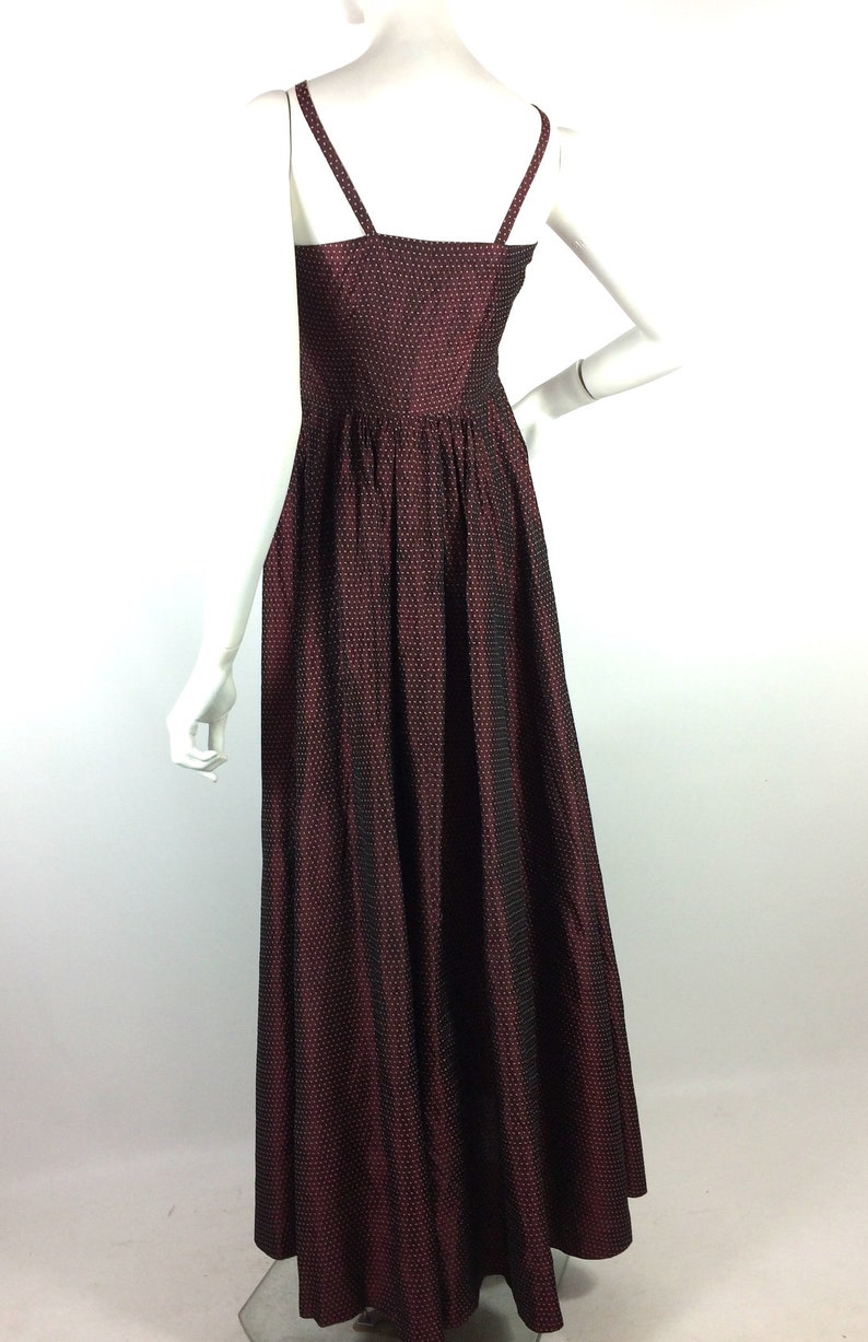 1930s Vintage Maroon Taffeta Maxi Gown / Hand Tailored and Woven Silk ...