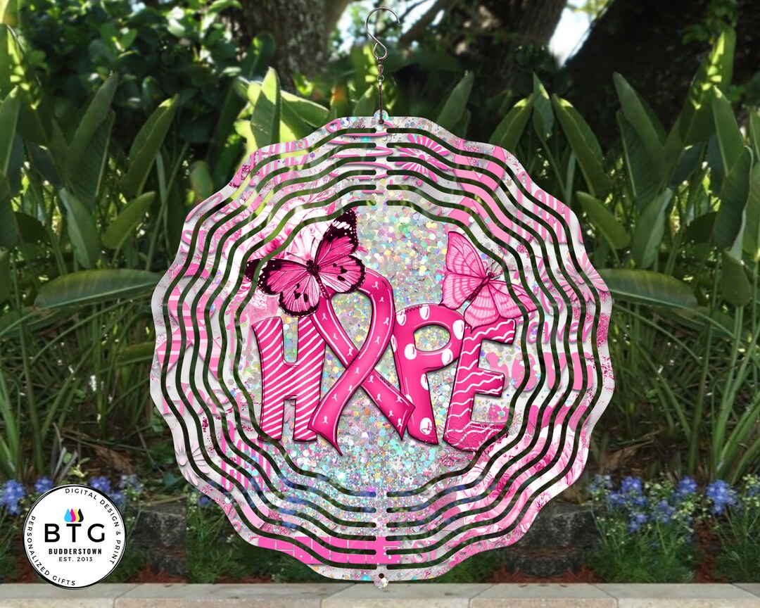HOPE Breast Cancer Wind Spinner – Awareness Gift, Outdoor Decor, Yard ...