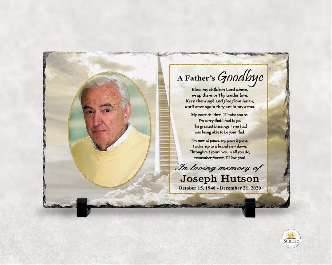 Natural Slate Memorial Photo Gift Heartfelt Loss of Father Memorial ...