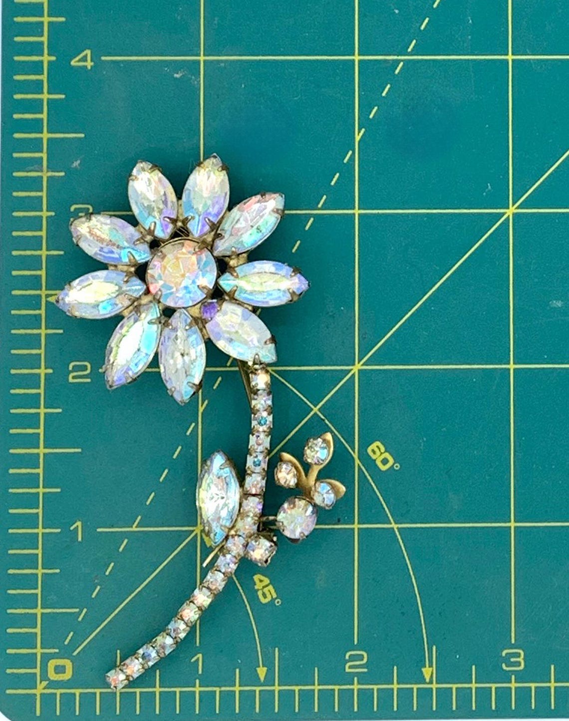 Vintage Juliana Delizza & Elster Flower Pin Brooch AB Aurora Borealis ...