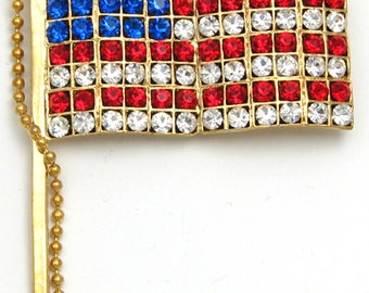 Rhinestone Flag Pin - Etsy