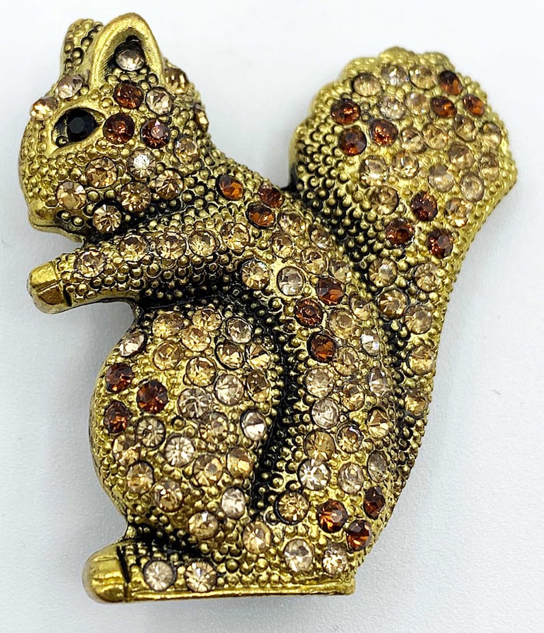 Vintage Rhinestone Squirrel Pin Brooch Fall Thanksgiving - Gift Box - Etsy