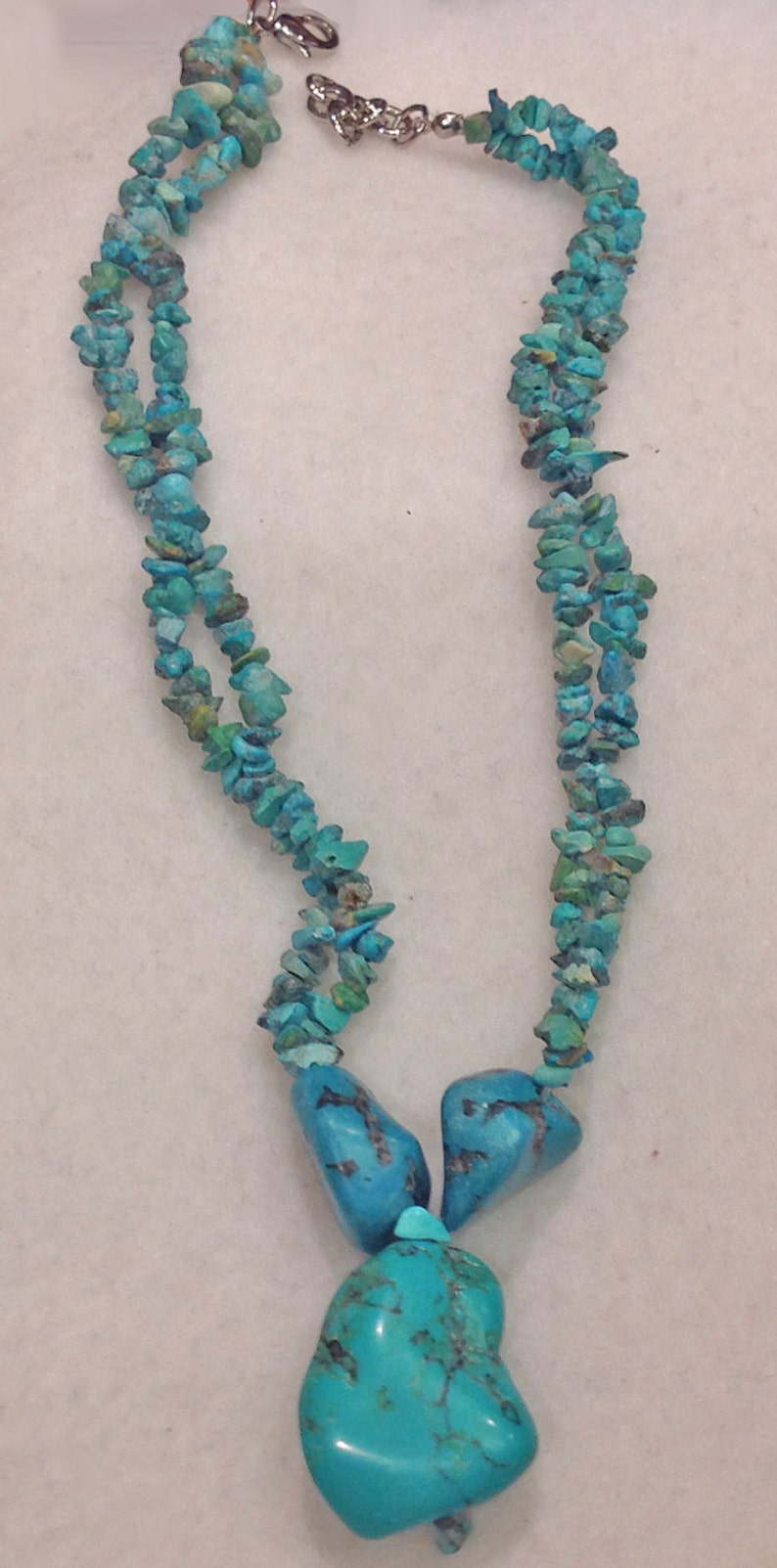 Turquoise Chips and Nuggets Drop Necklace - Etsy