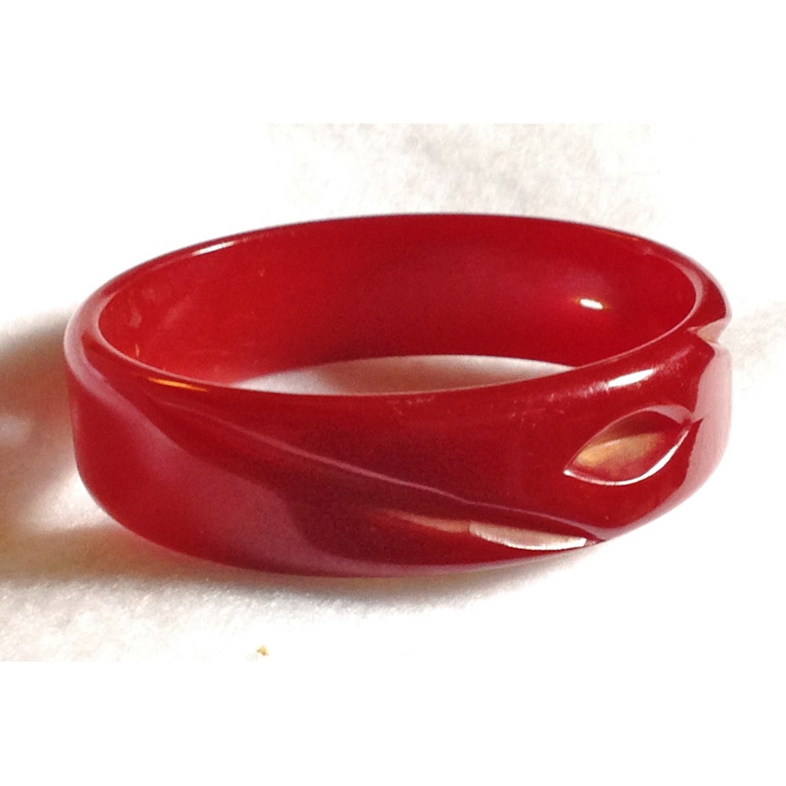 Vintage Bakelite Carved Bangle Wine Red Cut Through - Etsy