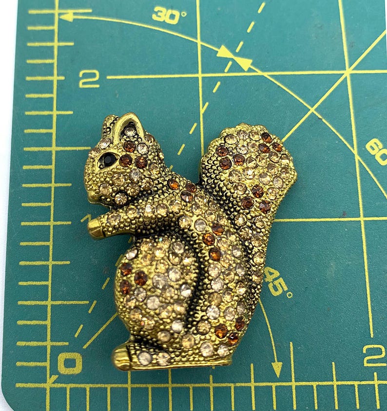 Vintage Rhinestone Squirrel Pin Brooch Fall Thanksgiving - Gift Box - Etsy
